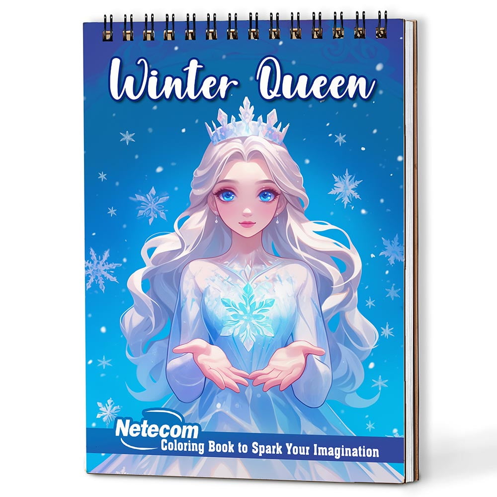 Netecom Winter Queen Coloring Book Spiral Bound for Adults, A5 Wooden ...