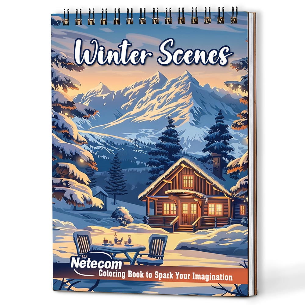 Netecom Winter Scenes Coloring Book Spiral Bound for Adults, A5 Wooden ...