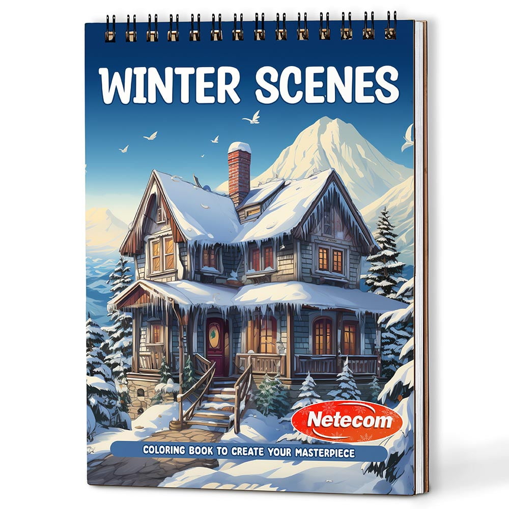 Netecom Winter Scenes Coloring Book Spiral Bound for Adults, A5 Wooden ...