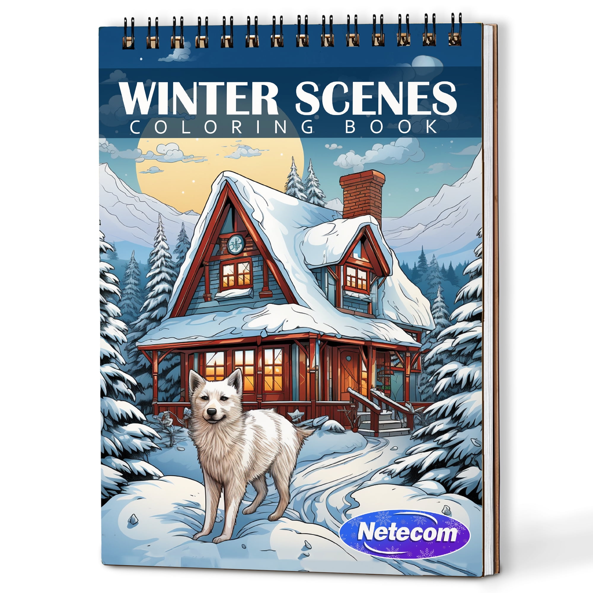 Netecom Winter Scenes Coloring Book Spiral Bound for Adults, A5 Wooden ...