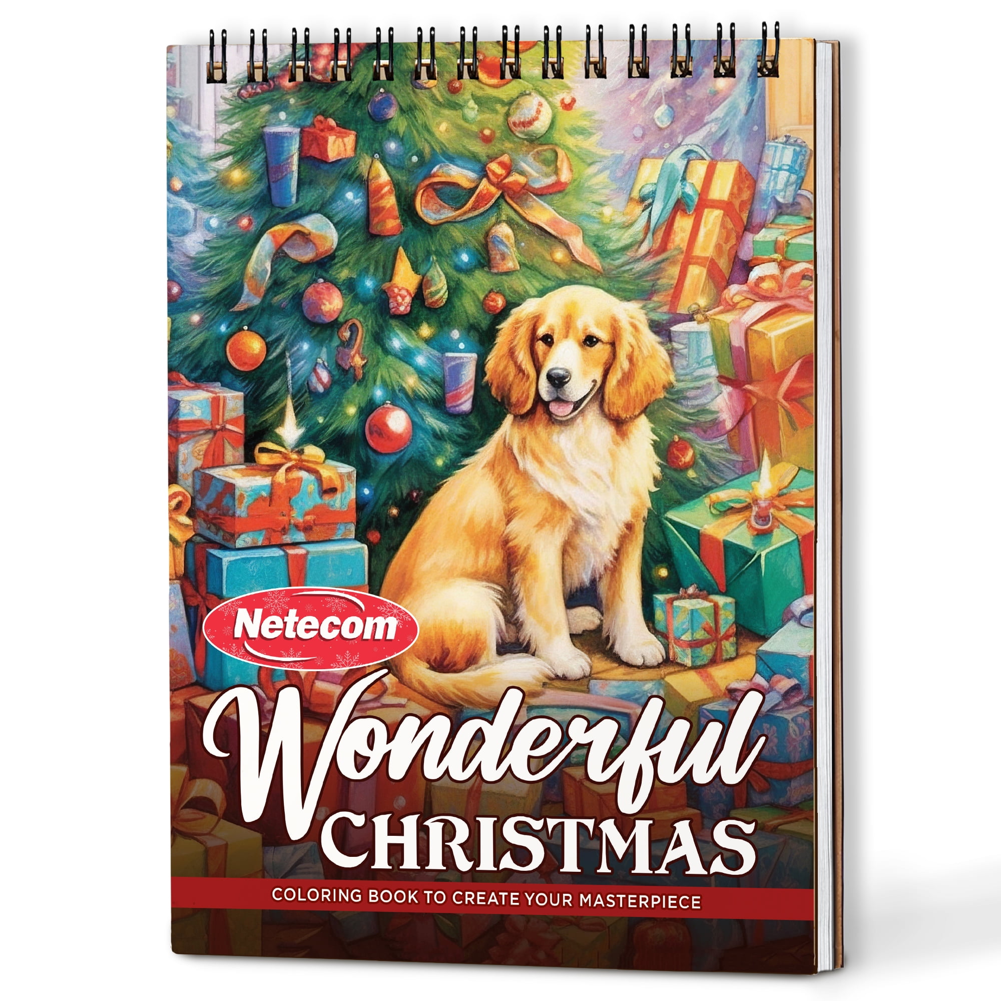 Netecom Wonderful Christmas Coloring Book Spiral Bound For Adults, A5 ...