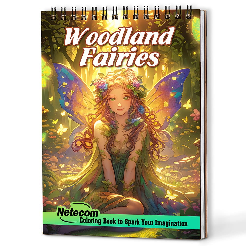 Netecom Woodland Fairies Coloring Book Spiral Bound for Adults, A5 ...
