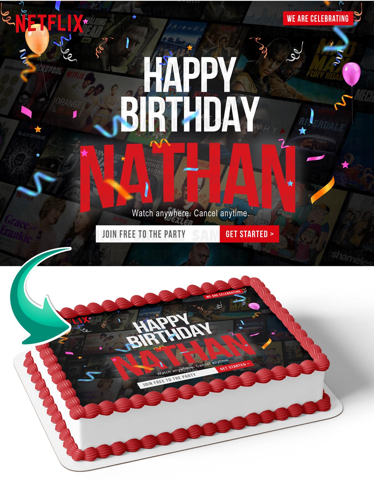 Netflix Edible Image Cake Topper Personalized Birthday Sheet Decal ...