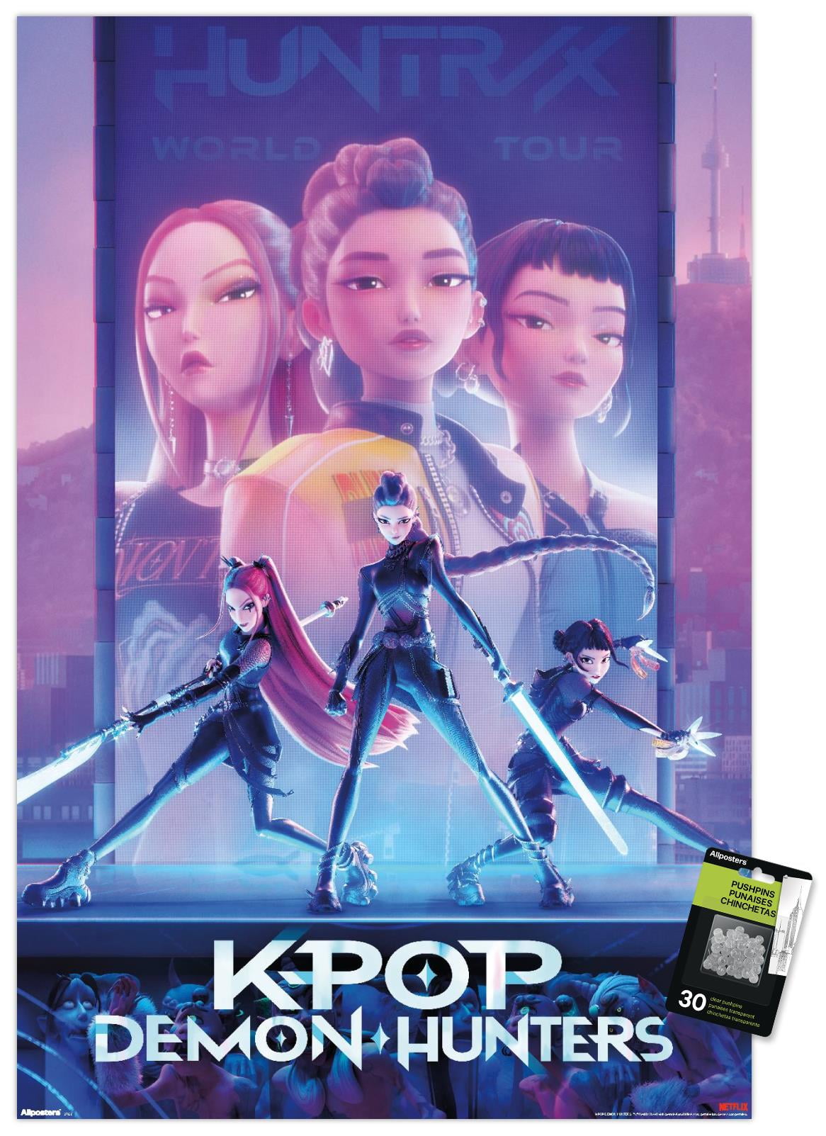 Netflix KPop Demon Hunters (2025) - One Sheet Wall Poster with Pushpins, 22.375" x 34" - Walmart.com
