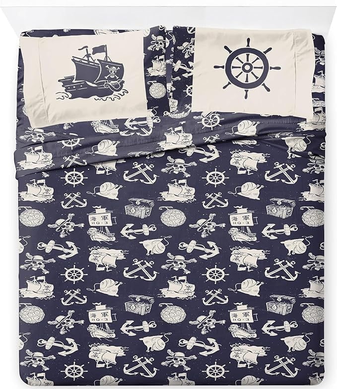Netflix One Piece High Seas 4 Piece Queen Size Sheet Set - Nautical ...