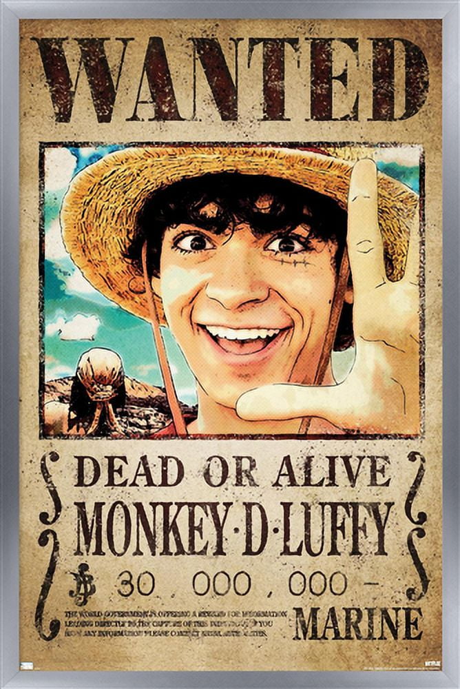 Netflix One Piece - Luffy Wanted Wall Poster, 14.725" x 22.375" Framed ...