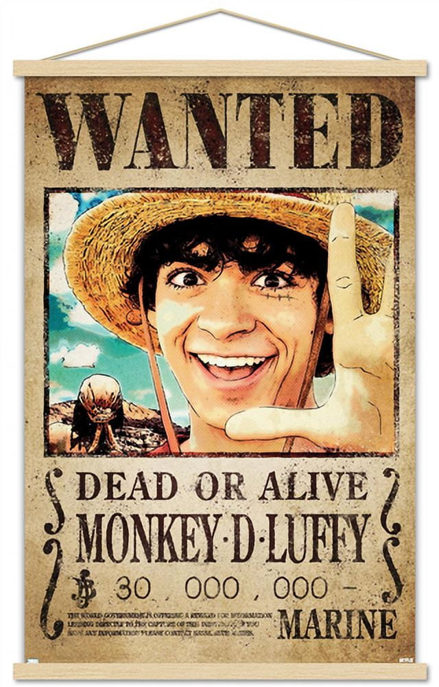 Netflix One Piece - Luffy Wanted Wall Poster with Magnetic Frame, 22. ...
