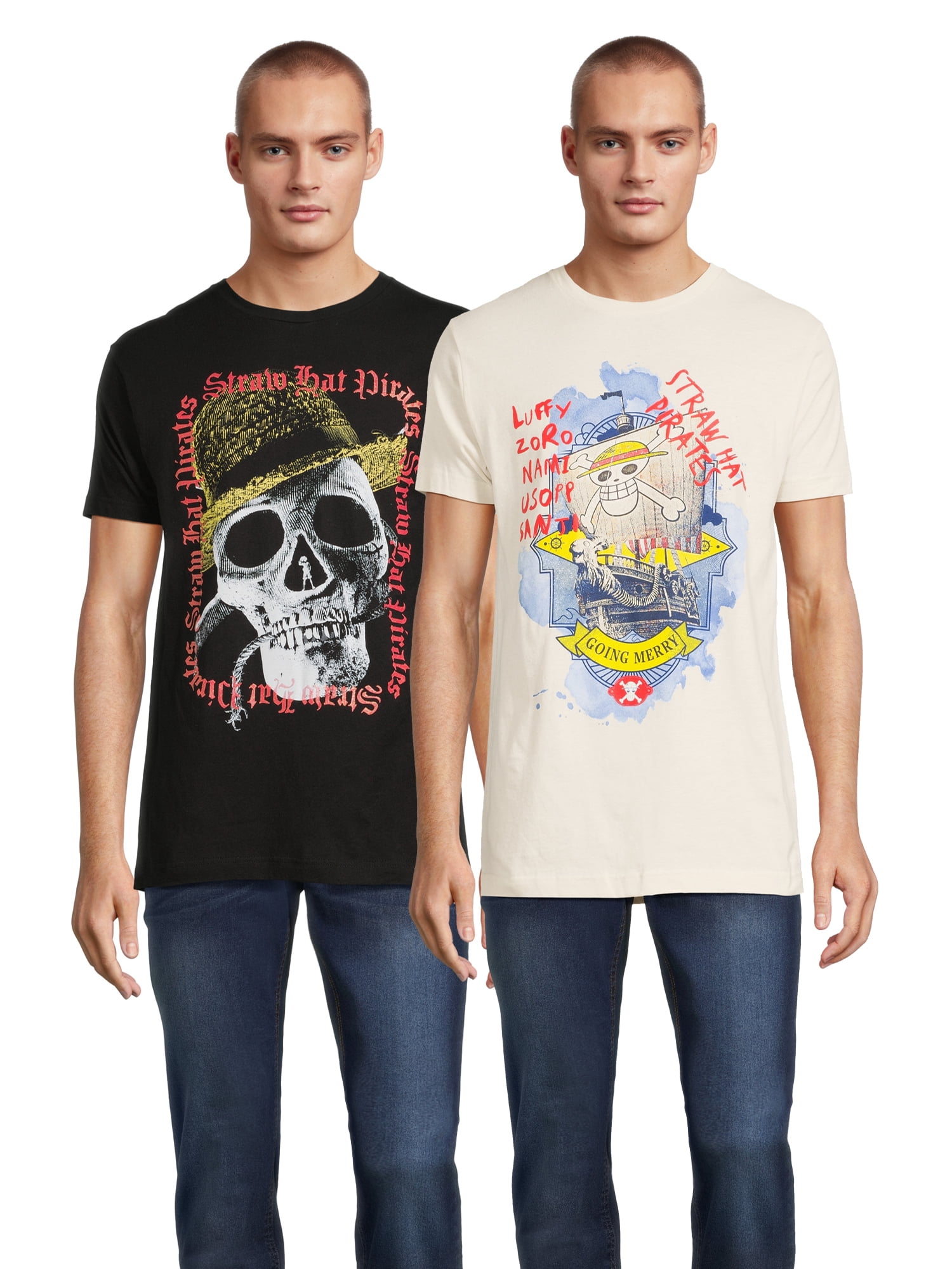 ONE PIECE Men's Graphic Tee 2-Pack, Sizes S-3XL, Skull & Boat Designs ...