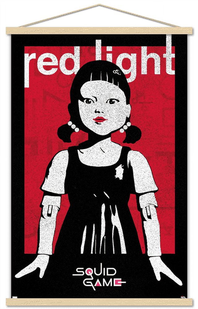 Netflix Squid Game - Red Light Wall Poster with Wooden Magnetic Frame ...