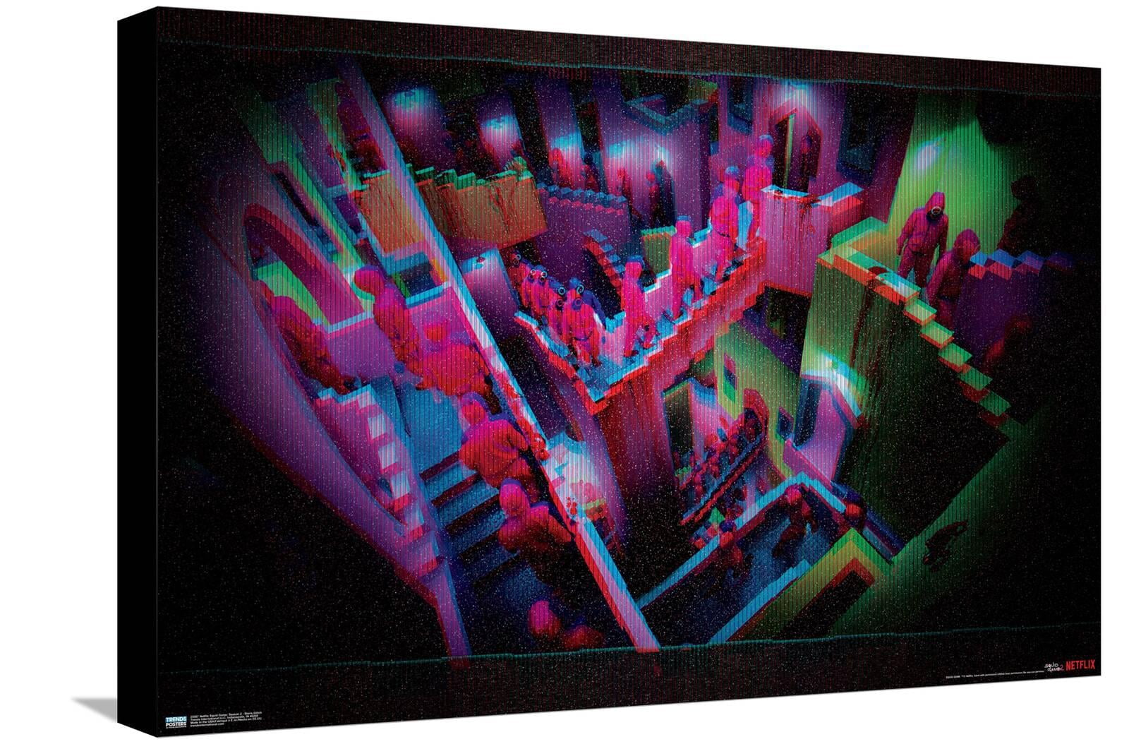 Netflix Squid Game: Season 2 - Stairs Glitch Canvas Wall Poster, 14.725 ...