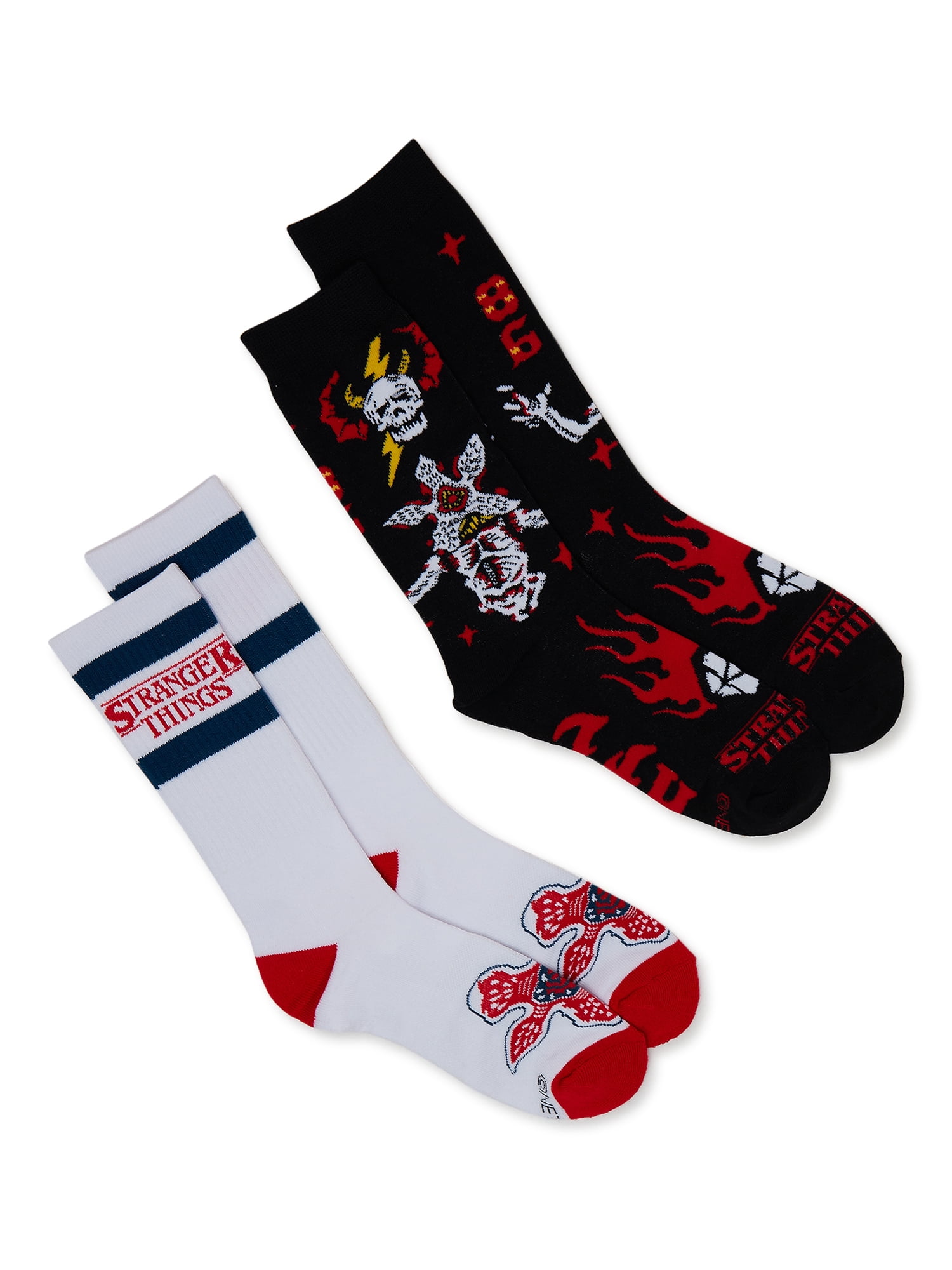 Netflix Stranger Things Men's Graphic Crew Socks, 2-Pack, Shoe Sizes 8 ...