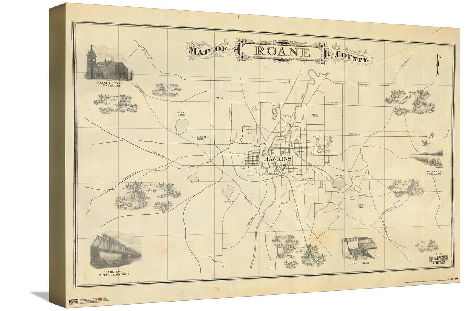 Netflix Stranger Things: Season 4 - Map Canvas Wall Poster, 14.725" x ...
