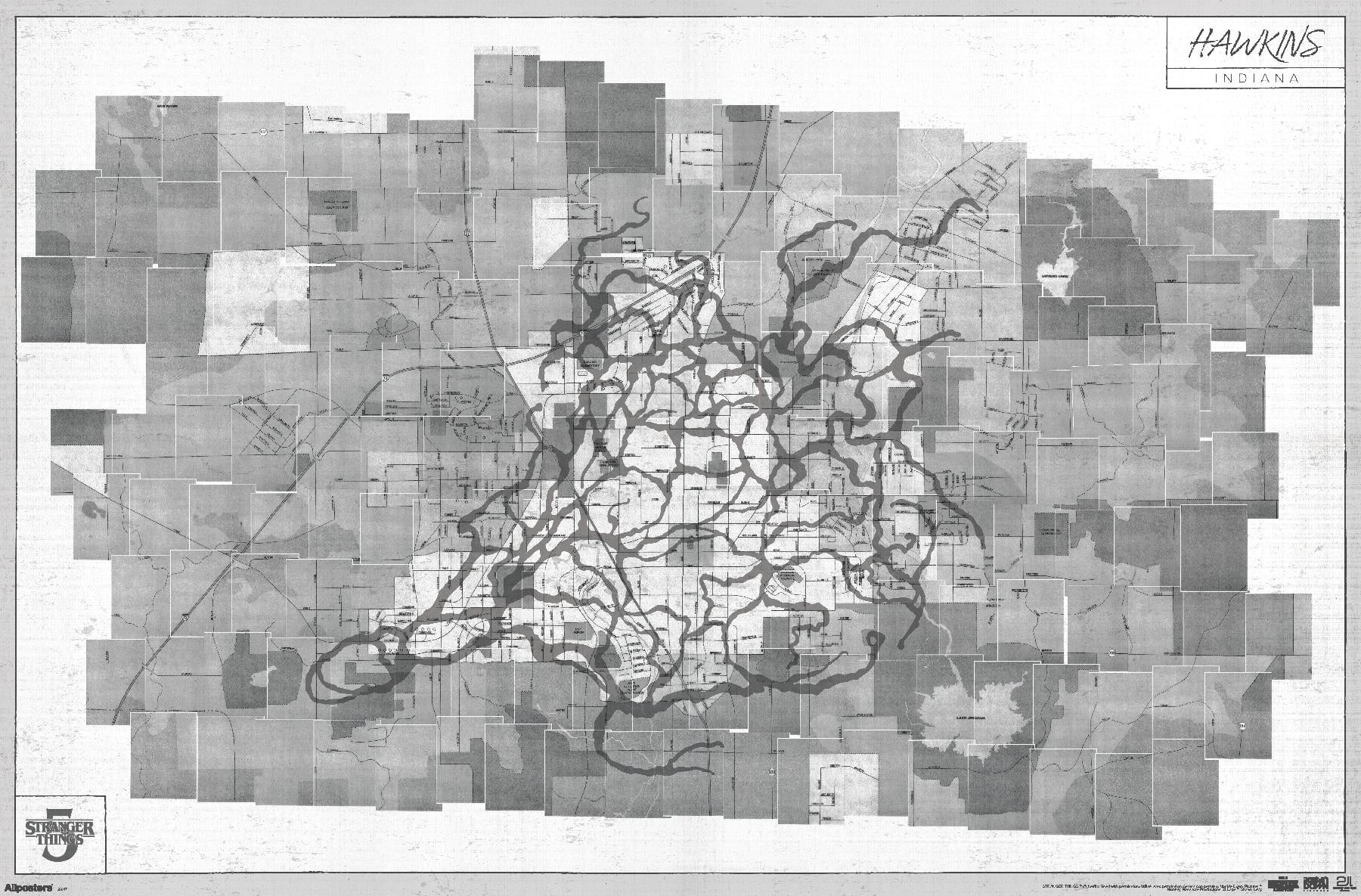 Netflix Stranger Things: Season 5 (2025) - Hawkins Map Wall Poster, 22.375" x 34" - Walmart.com