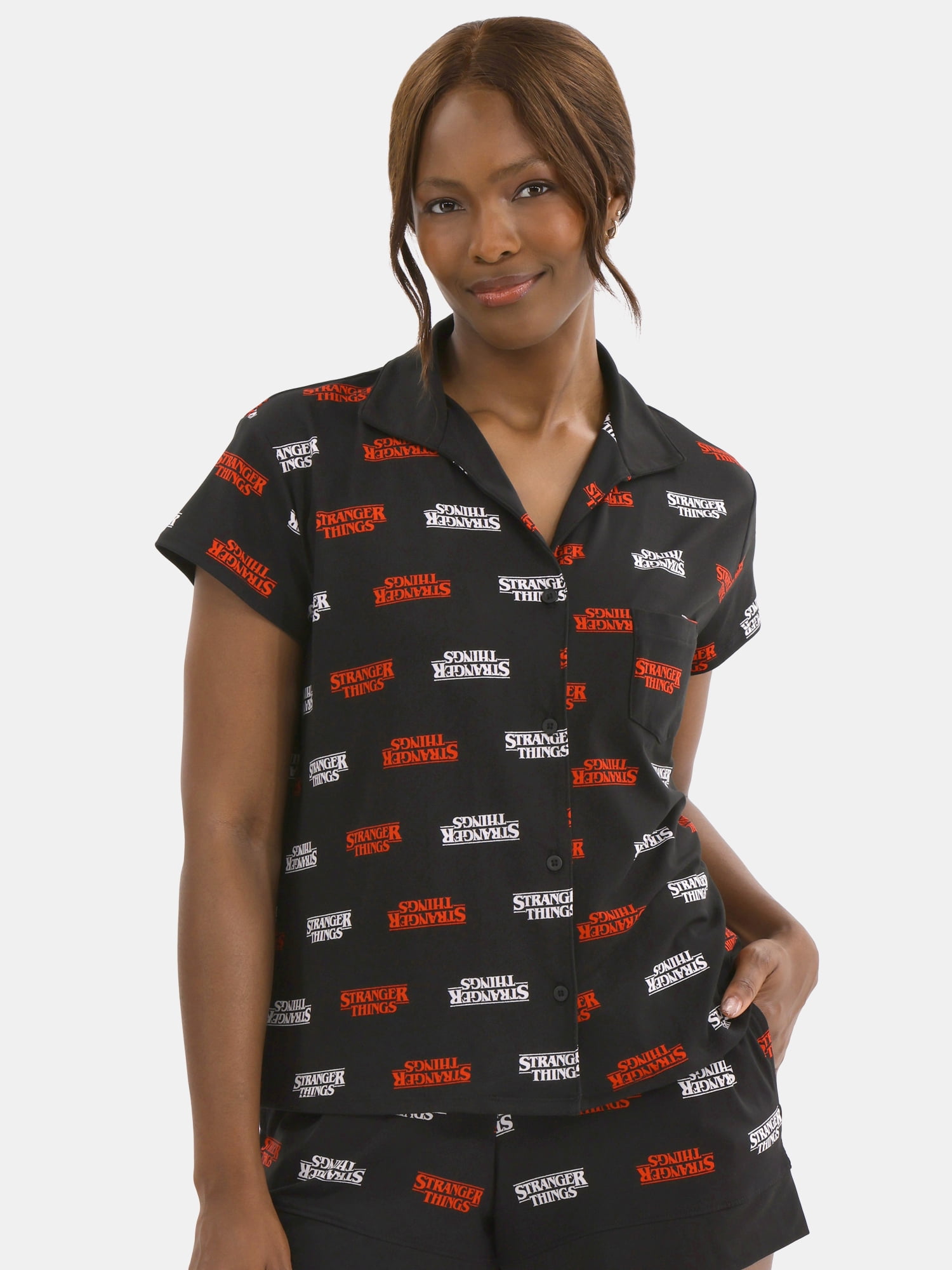 Netflix Stranger Things Women's Printed Notched Top and Shorts Pajama ...