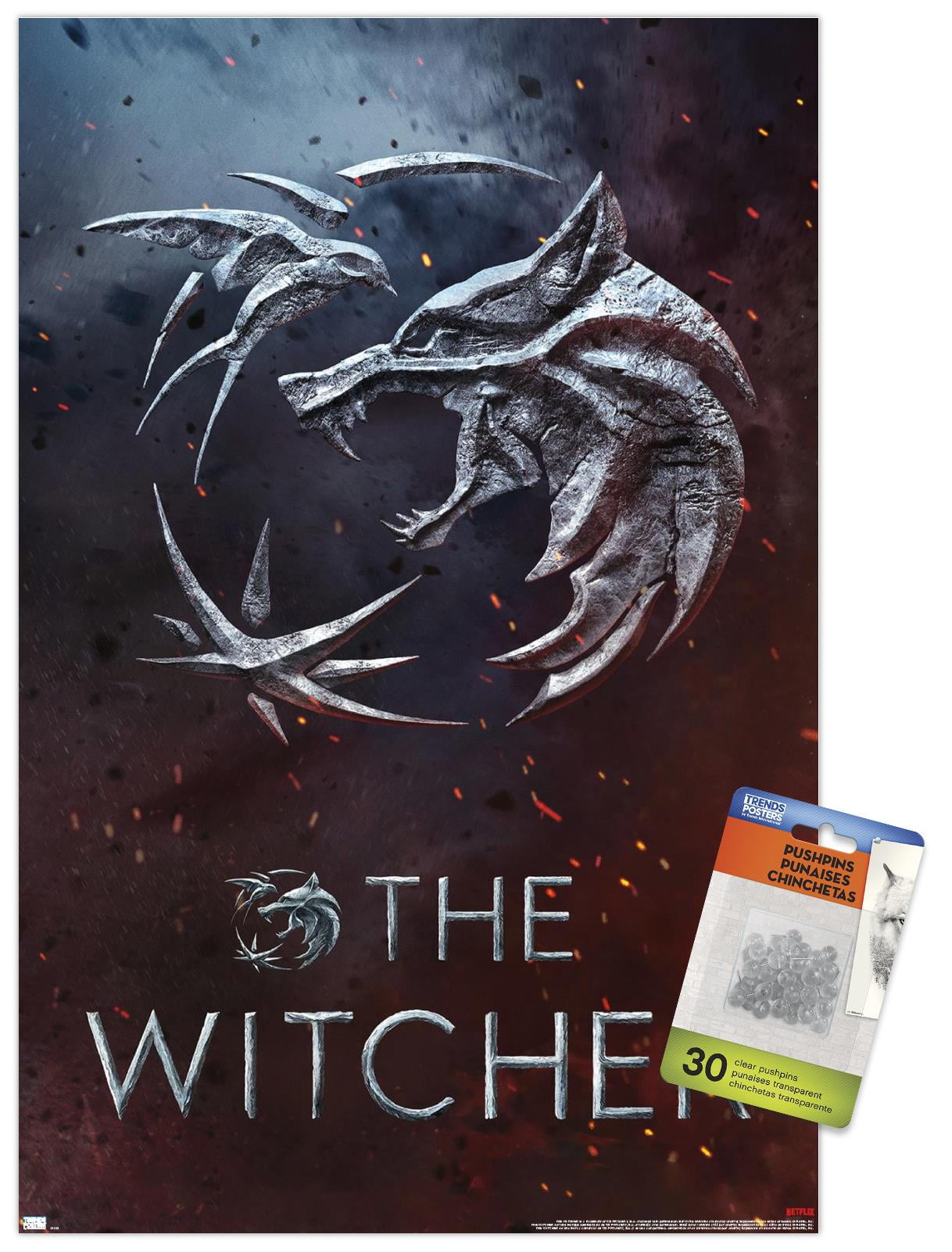 Netflix The Witcher: Season 3 - Medallion One Sheet Wall Poster with Push Pins, 14.725" x 22.375 ...