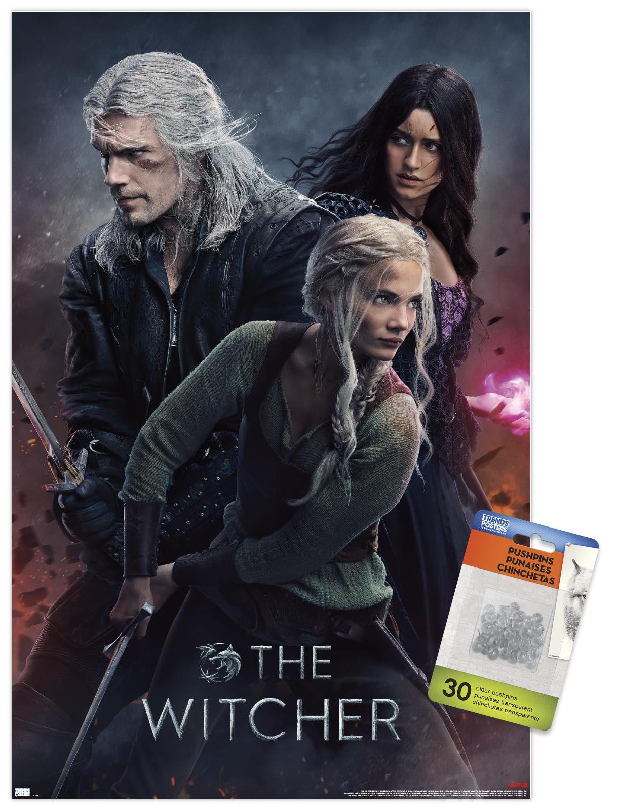 Netflix The Witcher: Season 3 - Trio One Sheet Wall Poster with Push Pins, 14.725" x 22.375 ...