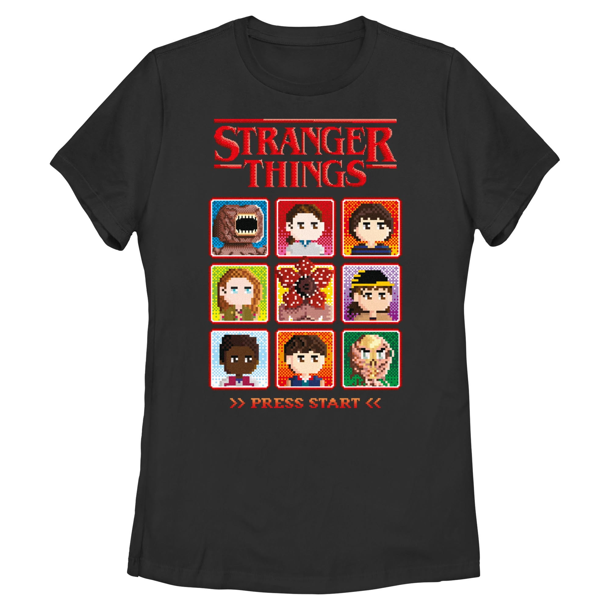 Netflix Women's Stranger Things Character Box 8 Bits Players T Shirt ...