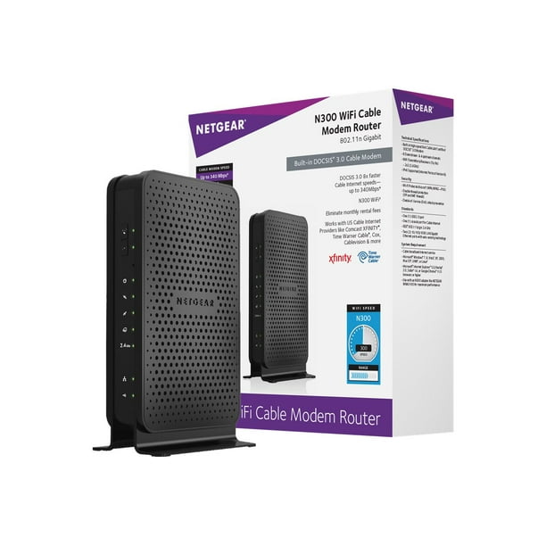 Netgear C3000-100NAS N300 (8x4) WiFi DOCSIS 3.0 Cable Modem Router ...