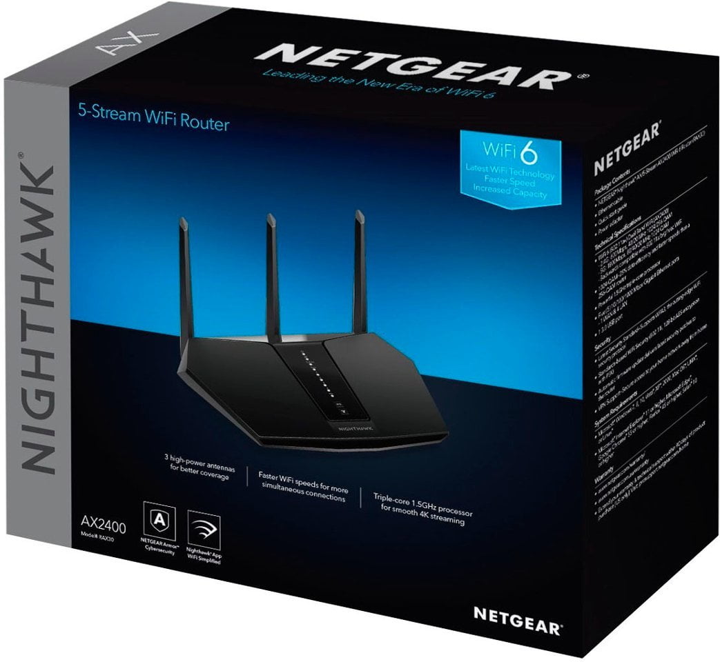Pre-Owned Netgear Nighthawk AX2400 Dual Band Router, Black (RAX30 ...