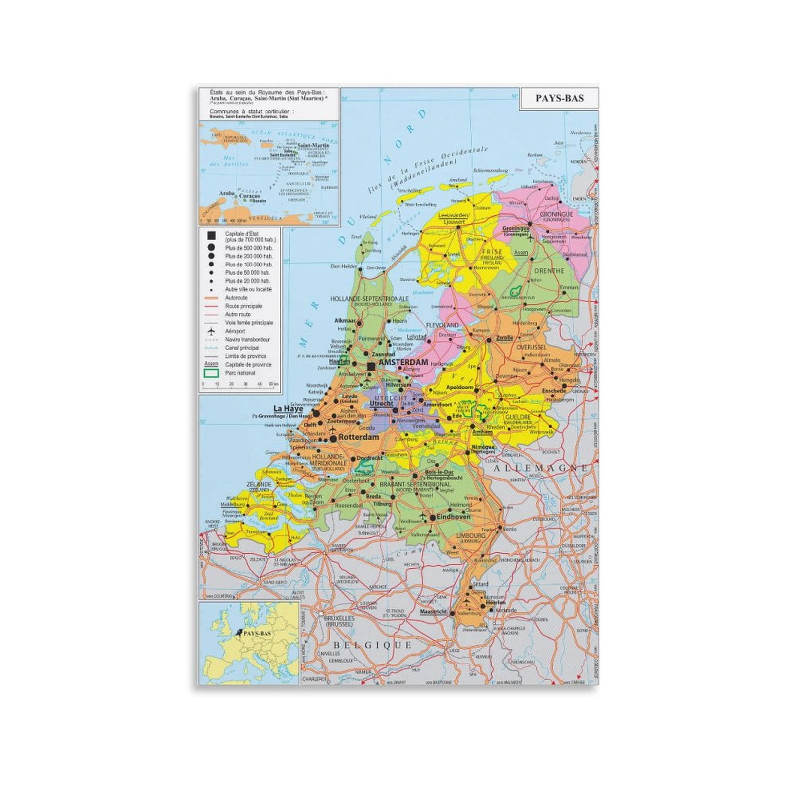 Nether-lands Map Posters Posters Art Print Wall Photo Paint Poster ...
