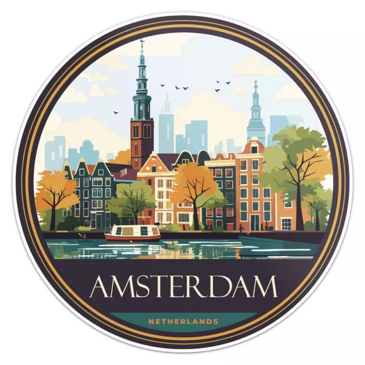 Netherlands Amsterdam City Sticker Phone Decal Water Bottle Stickers ...
