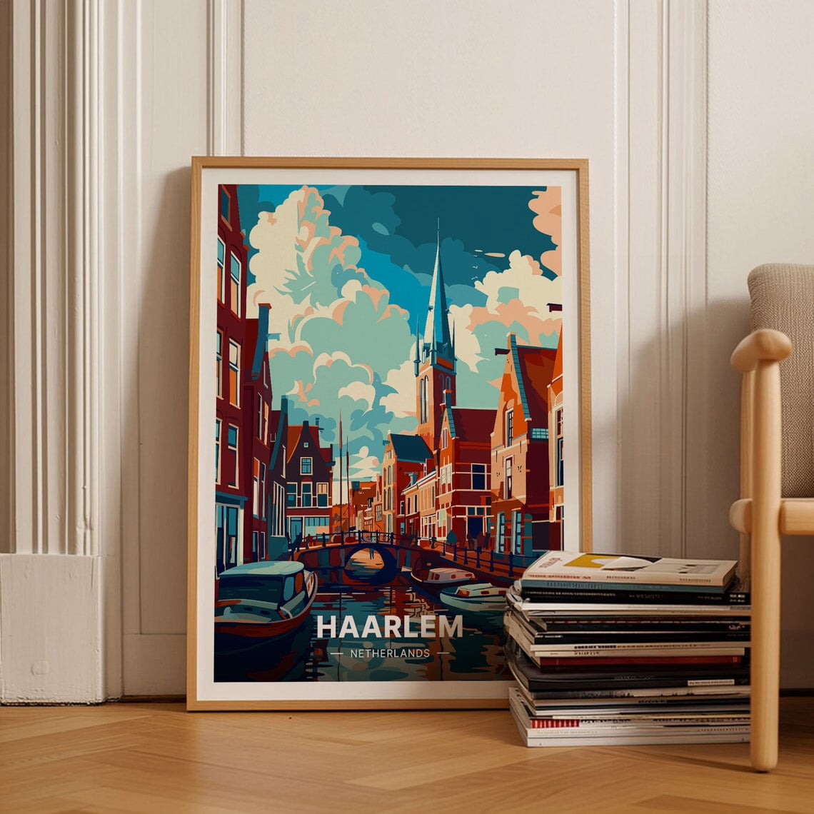 Netherlands Haarlem Travel Poster, Dutch Cityscape Wall Art, European ...
