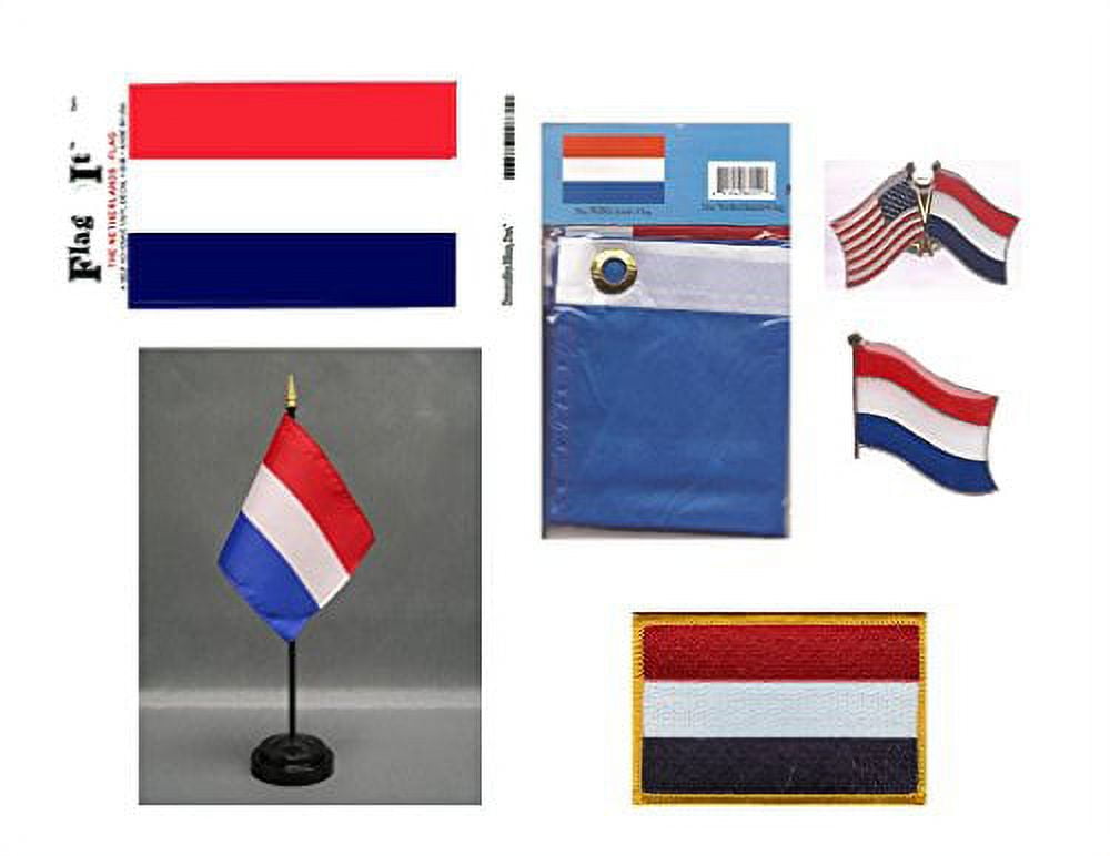 Netherlands Heritage Flag Pack - Includes a Dutch 3x5' Flag, Vinyl Flag ...