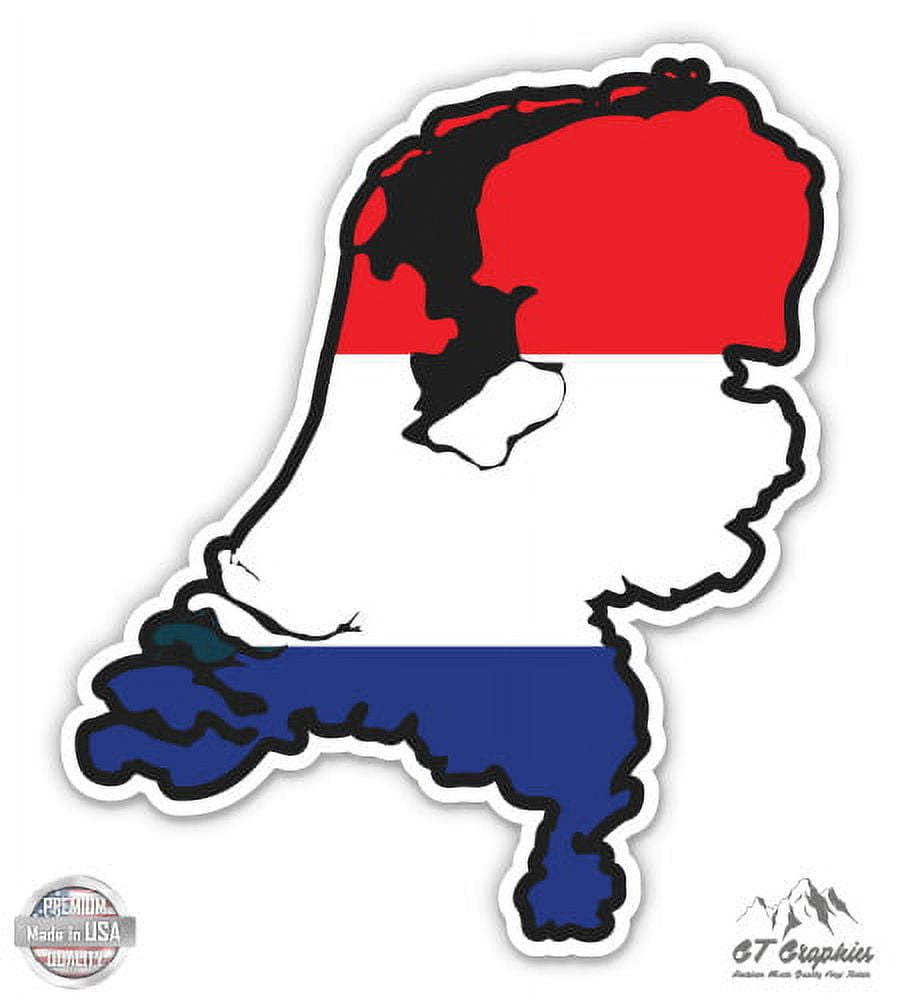 Netherlands Map Flag Country Shape - 3" Vinyl Sticker - For Car Laptop ...