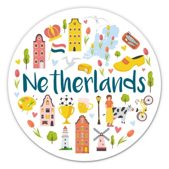 Netherlands Travel - 5" Vinyl Sticker - For Car Laptop I-Pad ...