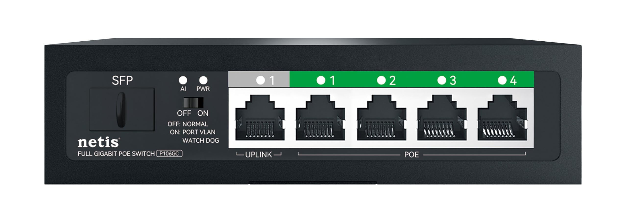 Netis P106GC 4ge Poe +1ge Sfp Uplink 60w Poe Switch - Walmart.com