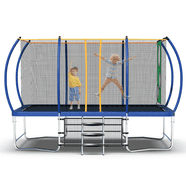 Jumpking Rectangle 10 x 14' Trampoline, with Enclosure, Blue/Yellow ...