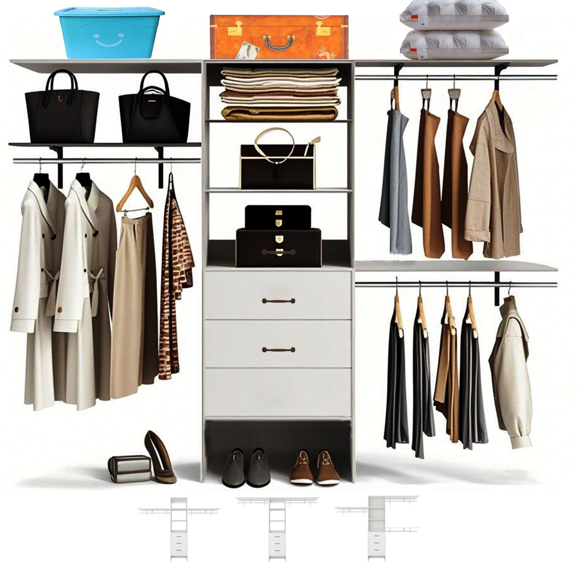 Netrum Large Closet System, 8ft Walk in Adjustable Closet Organizer ...