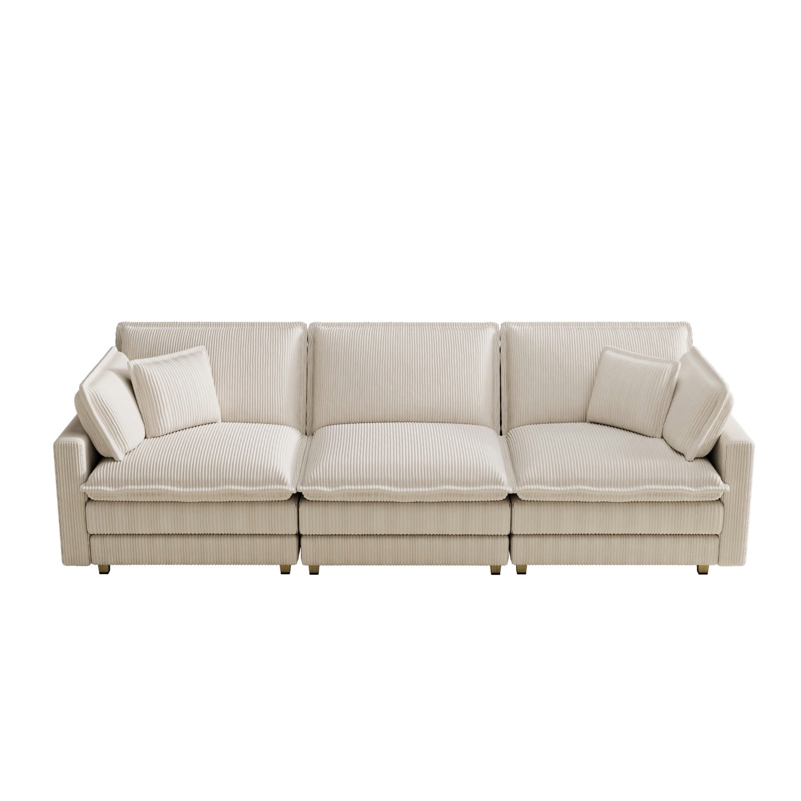 Netrum Oversized Sectional Sofa, 3-Seat Cloud Couch Corduroy Couch with ...