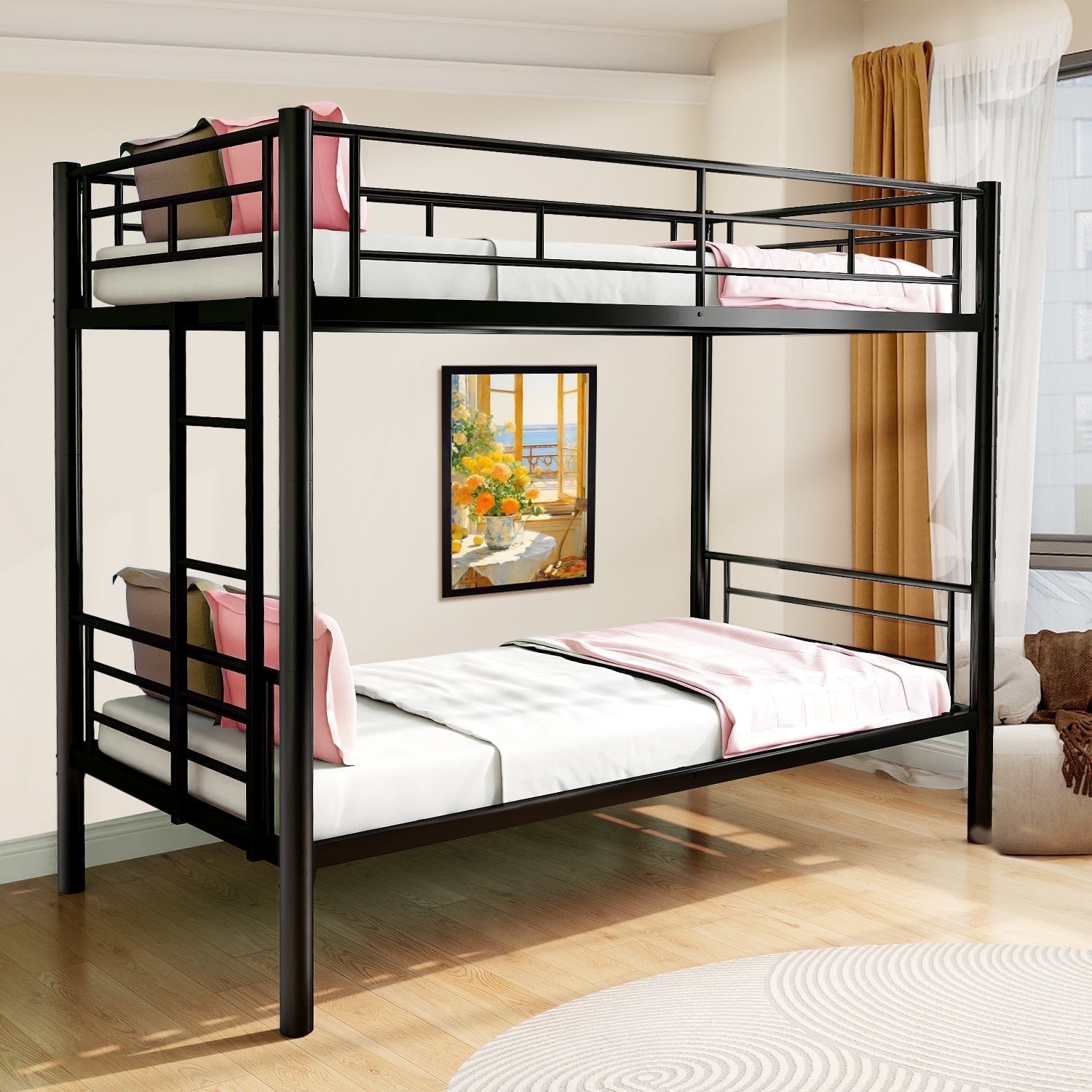 Netrum Twin Bunk Beds Twin over Twin Loft Bunk Bed for Adults Metal ...