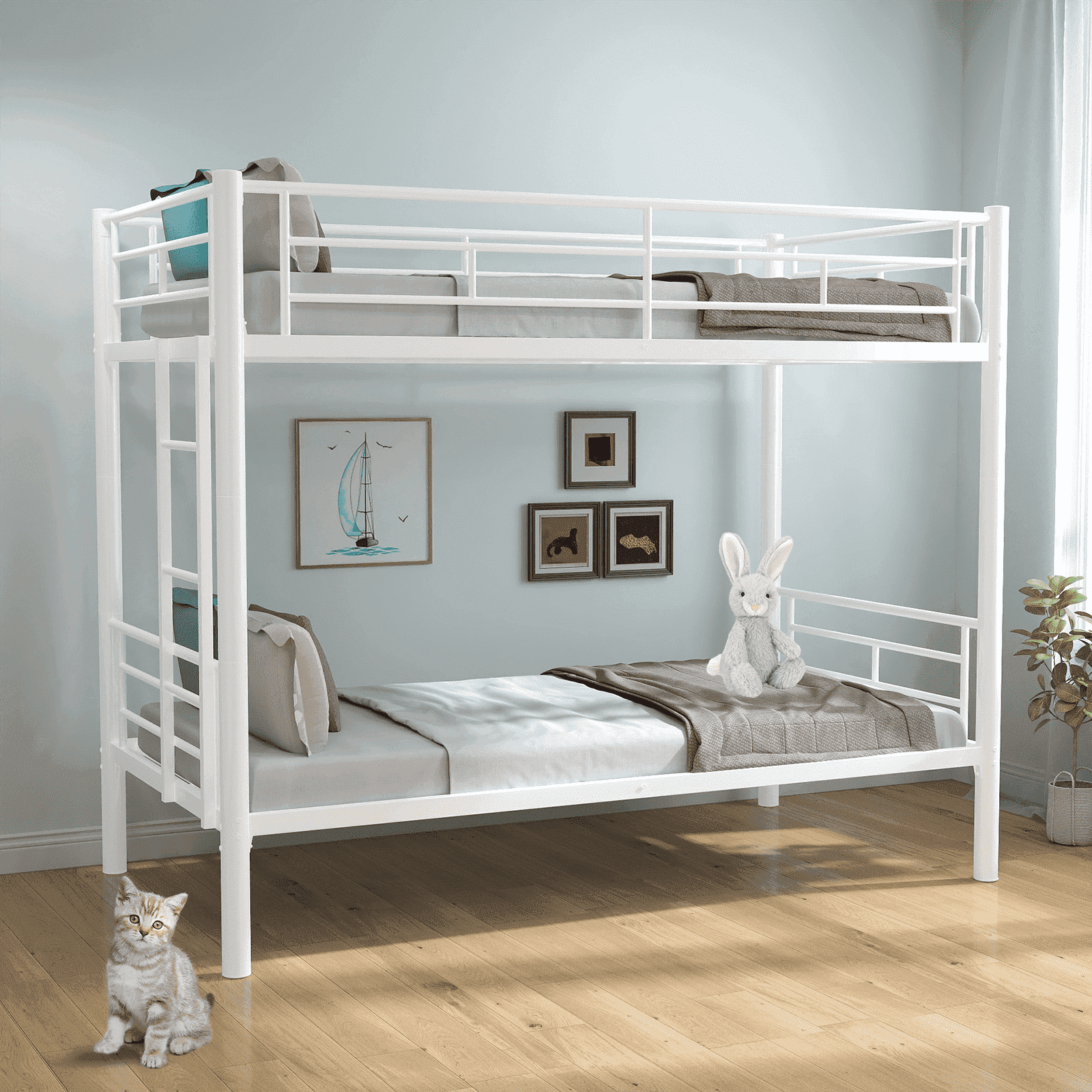 Netrum Twin Bunk Beds Twin over Twin Loft Bunk Bed for Adults Metal ...