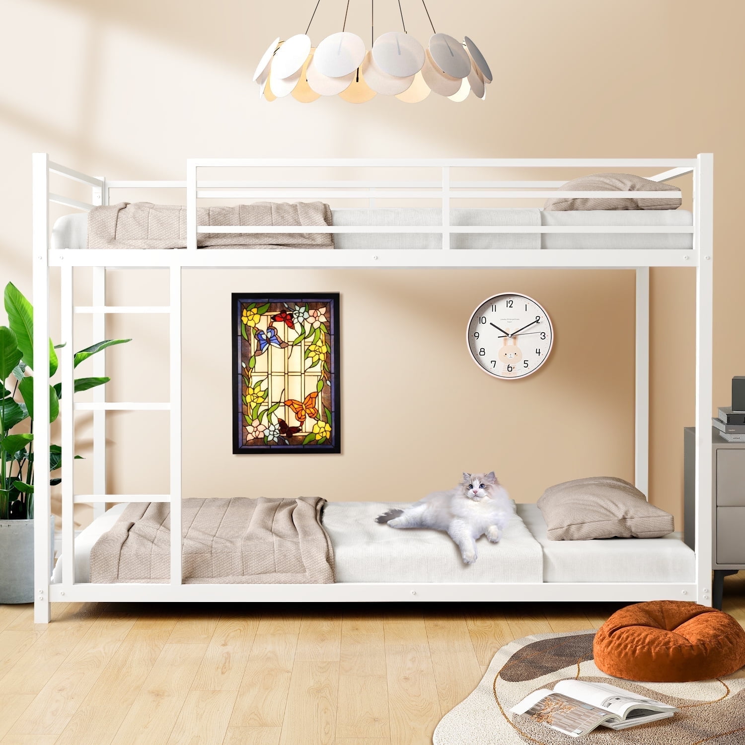 Netrum Twin over Twin Bunk Bed, Heavy Duty Metal Low Floor Bunk Bed ...