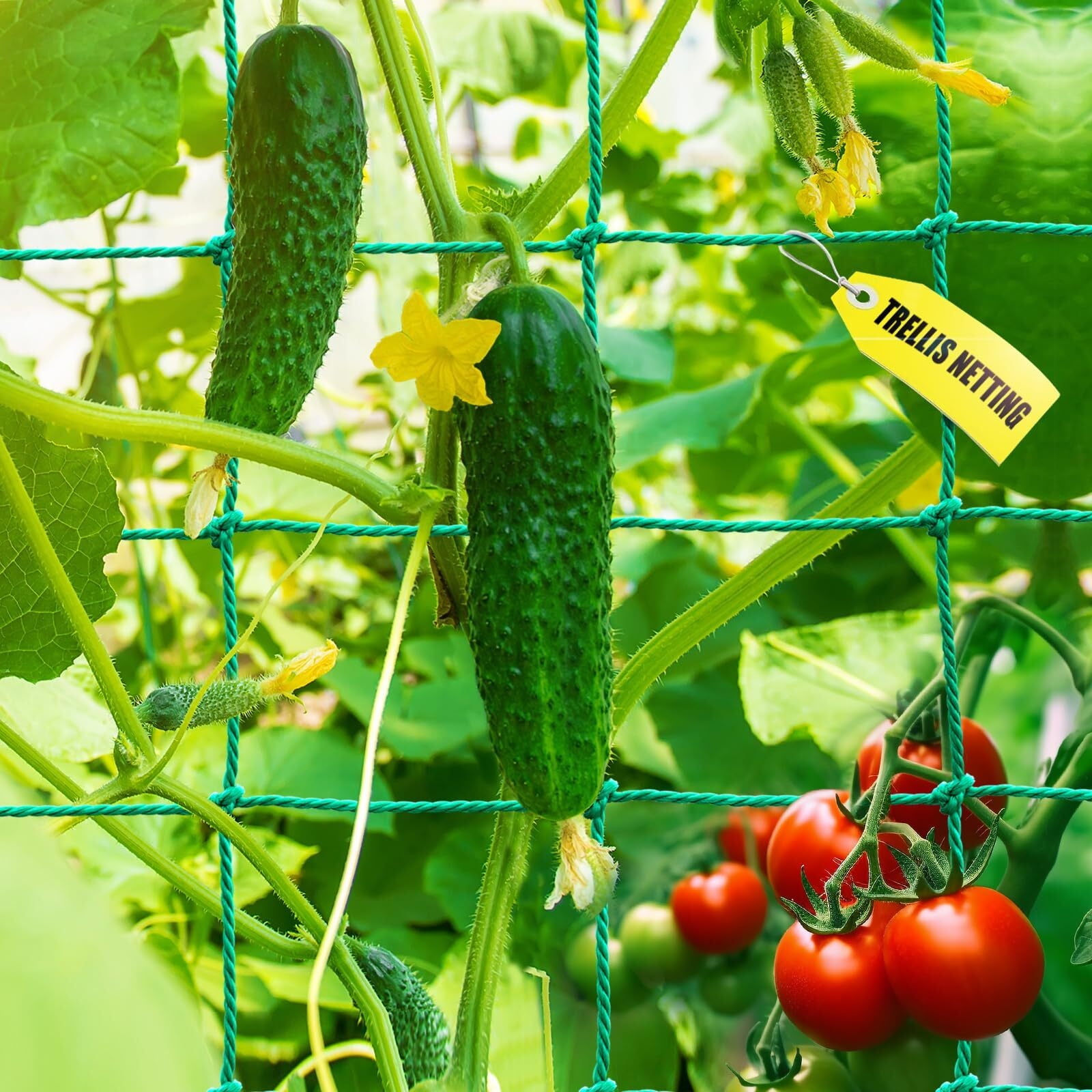 Netting, Garden Trellis Netting for Climbing Plants, 16.5x6.6Ft Plant Netting for Cucumber ...