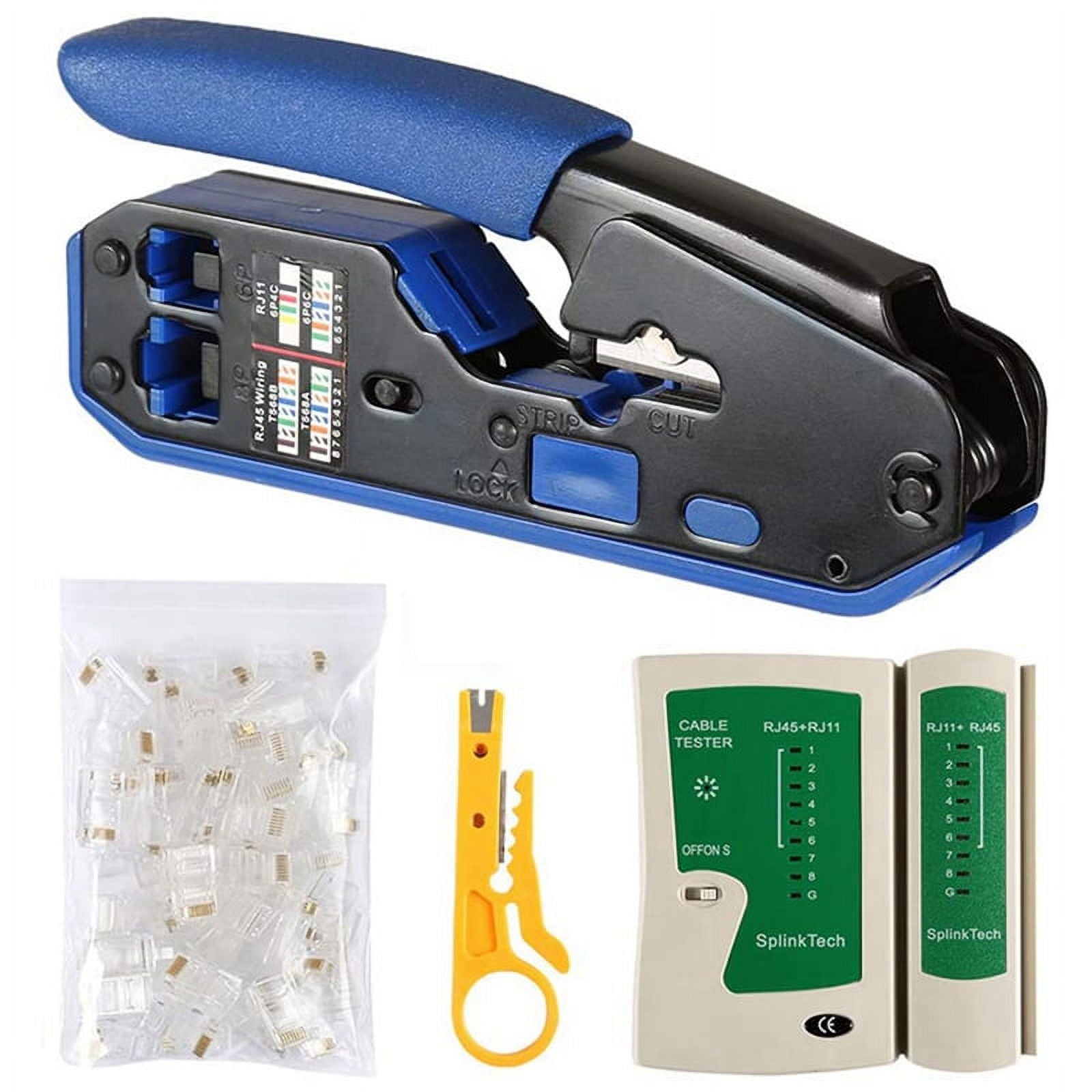 Network Cable Tester RJ45 Crimp Tool Kit CAT5 CAT5E CAT6 Crimping Kit ...