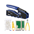Network Lan Cable Tester Rj45 Crimp Tool Pass Through Modular Cat6 Cat5e Cat5 Crimping Kit