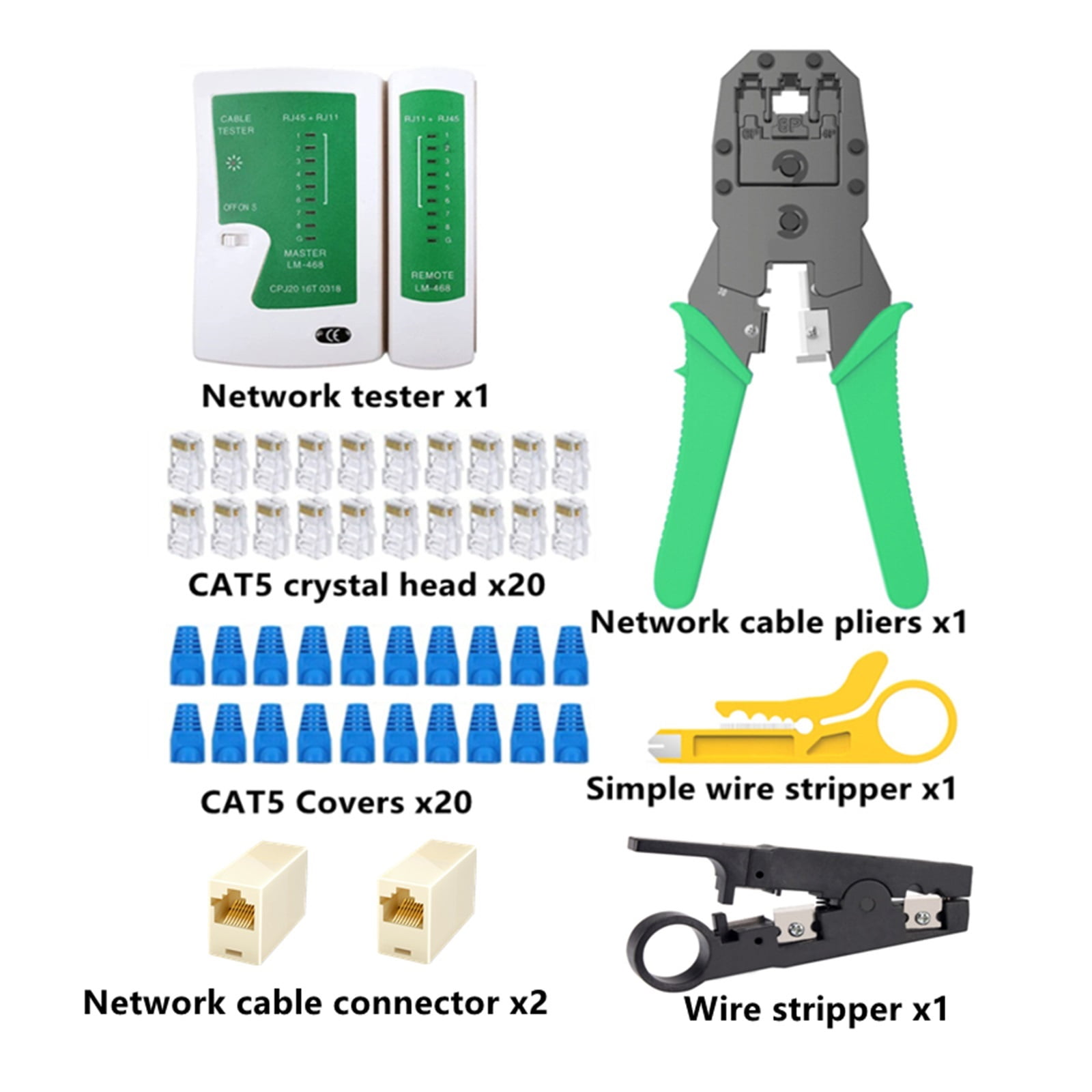 Network Repair Tool Kit tester RJ45 CAT5 Crimping pliers Portable Cable ...