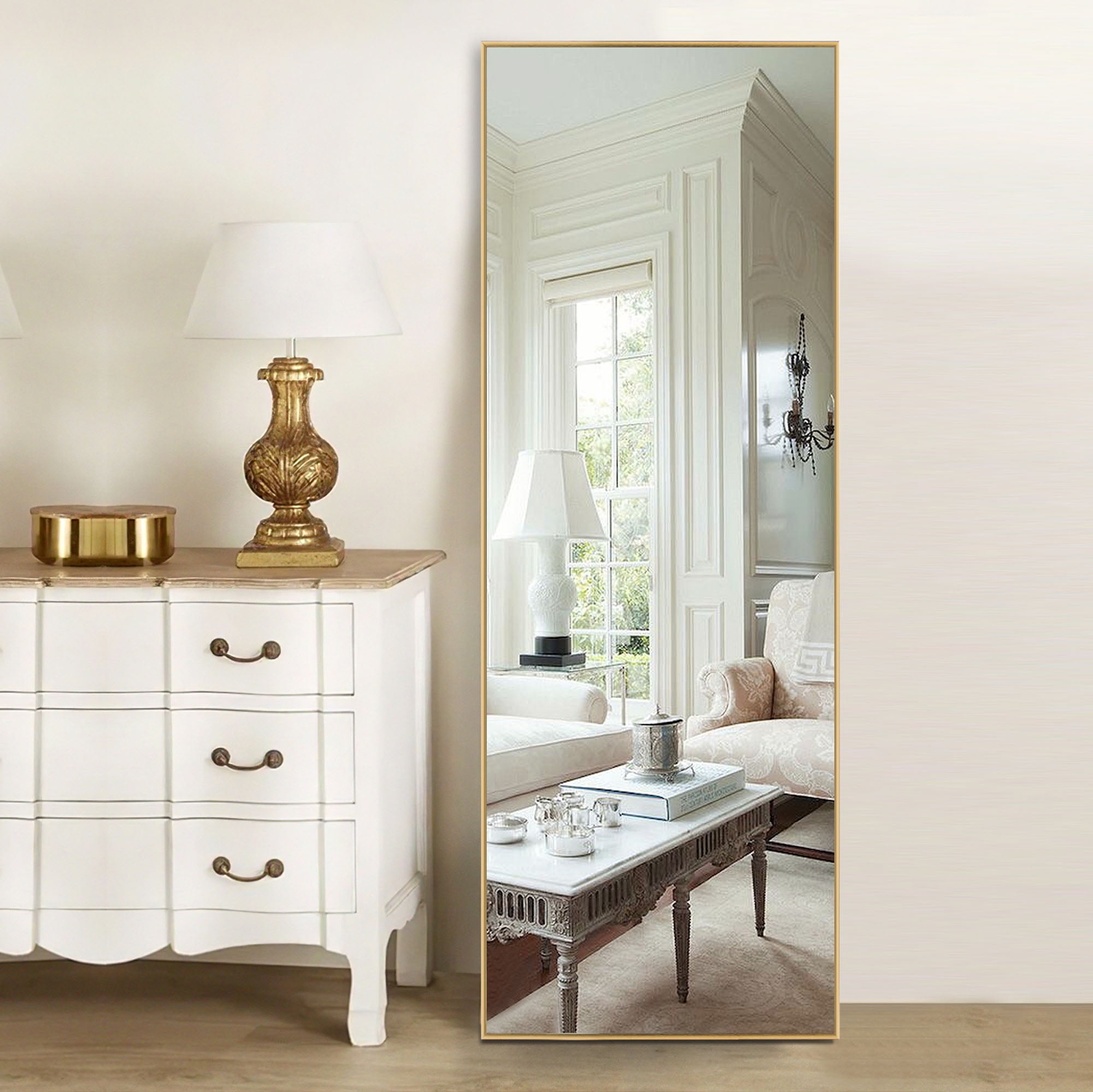 19 in x 59 in Gold Modern Floor Mirror - Walmart.com