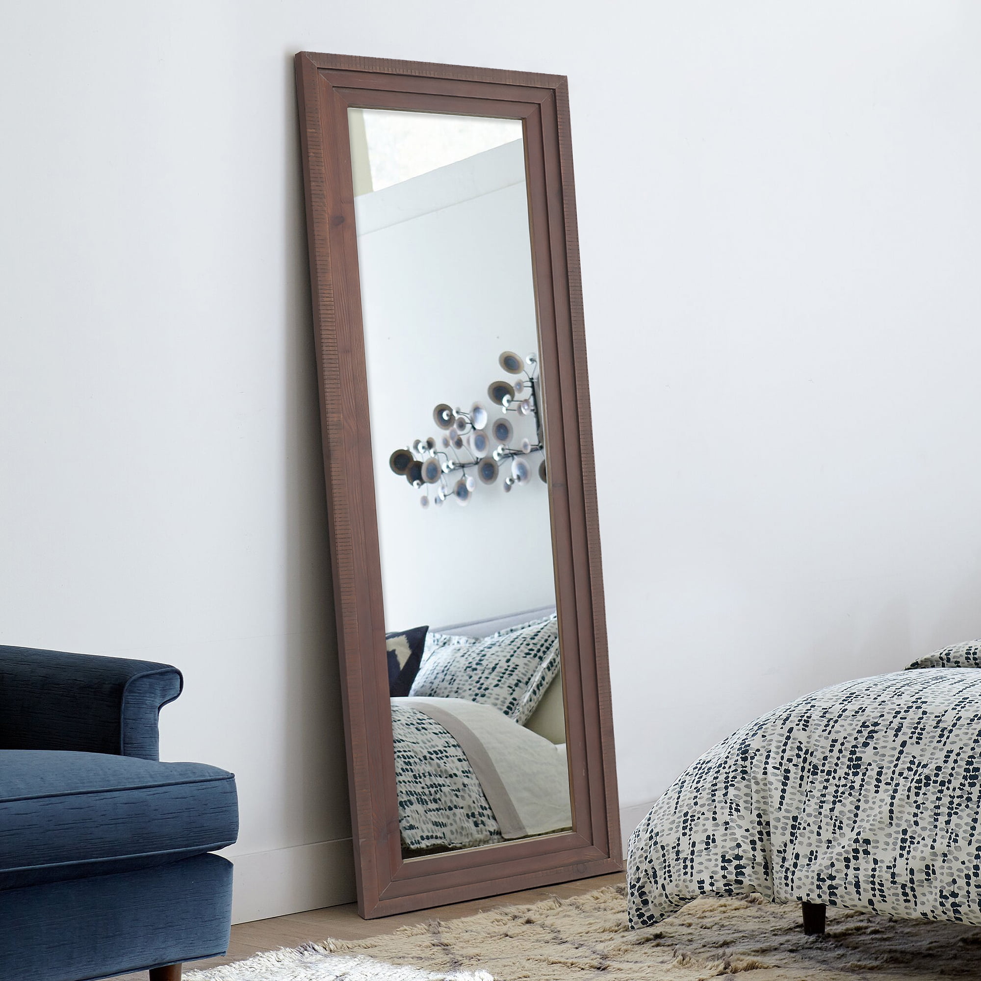 Wood Frame Full Length Mirror - 64x21 Dark Grey Floor Mirror - Walmart.com