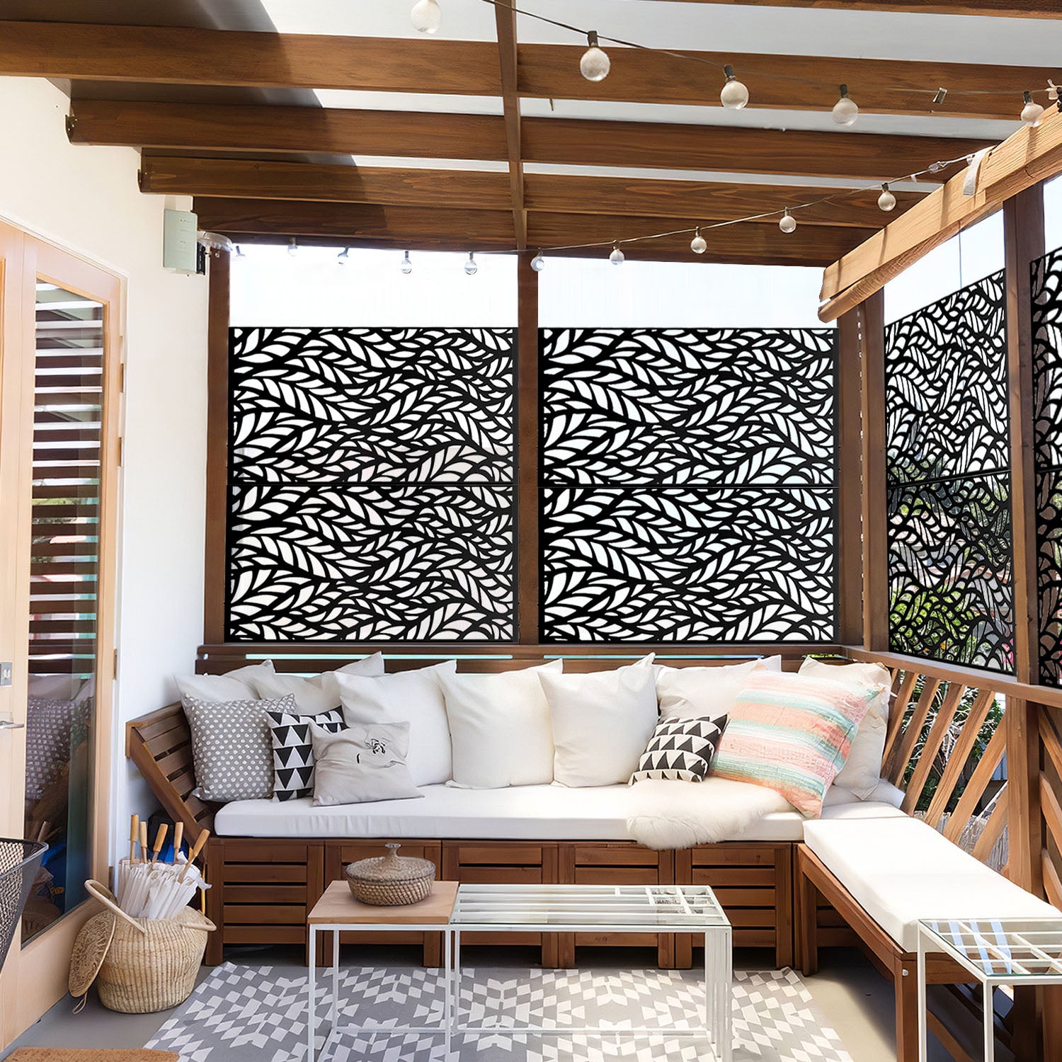 MAYEERTY Screen Divider with Stand, Alloy Steel Metal Black, 76" x 47 ...