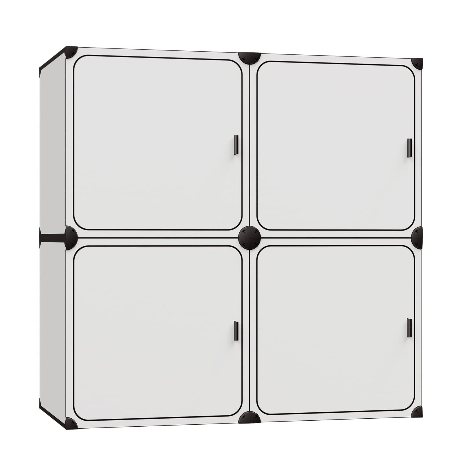 NeuType Cube Storage Organizer with Doors, 4-Cube Storage Shelves ...