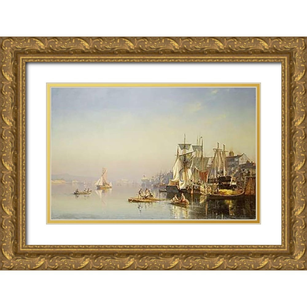 Neumann, Carl 24x17 Gold Ornate Wood Framed with Double Matting Museum ...