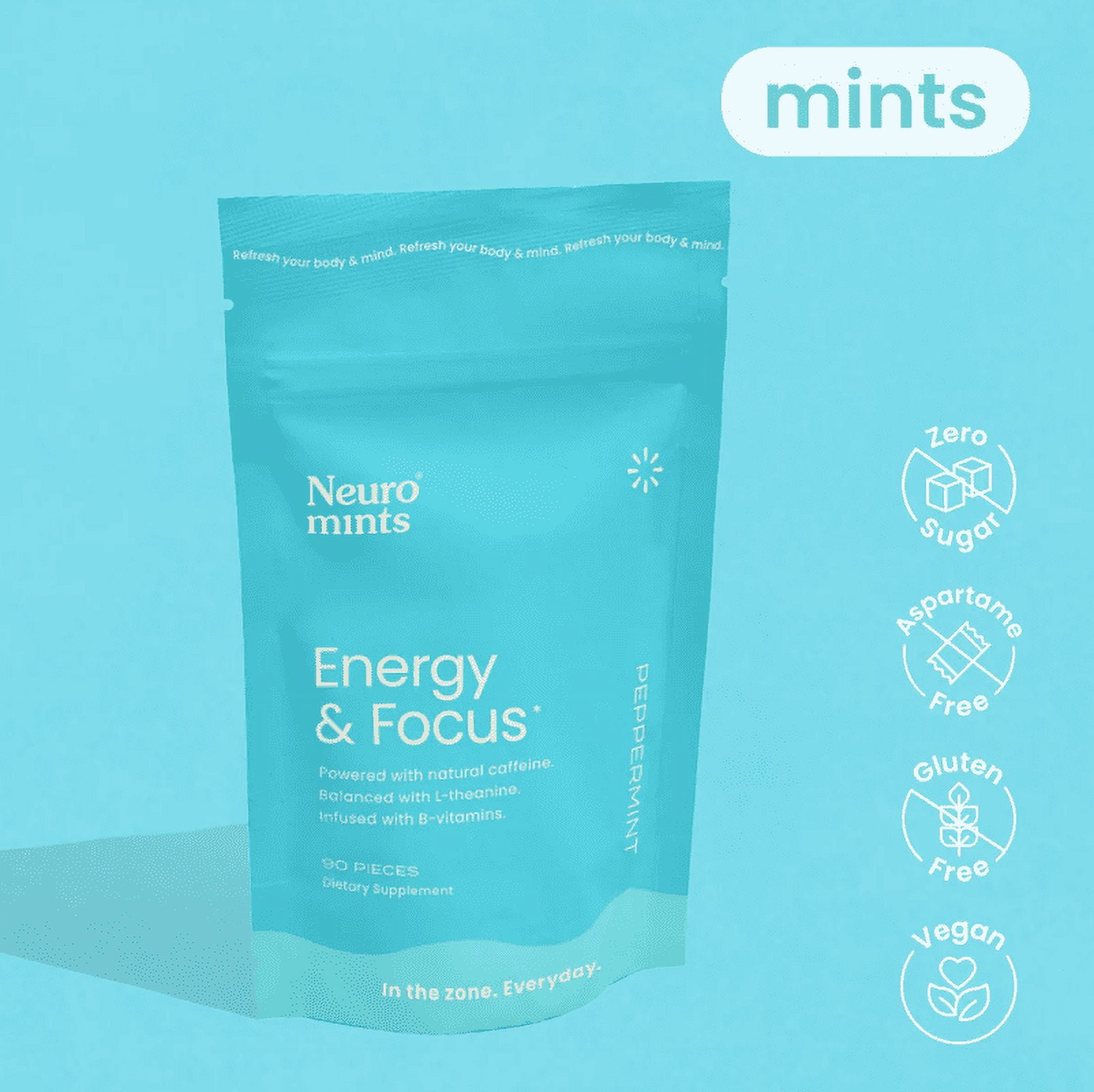 Neur0Mints Energy Caffeine Mints -(90count) 1 Pack - Walmart.com