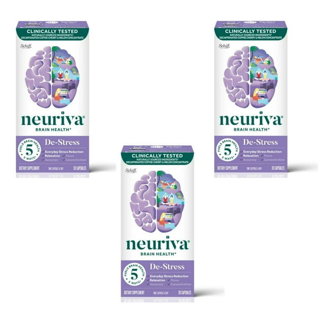 Neuriva De-Stress Memory & Focus Brain Pills, 3 Pack, 30 Count ...