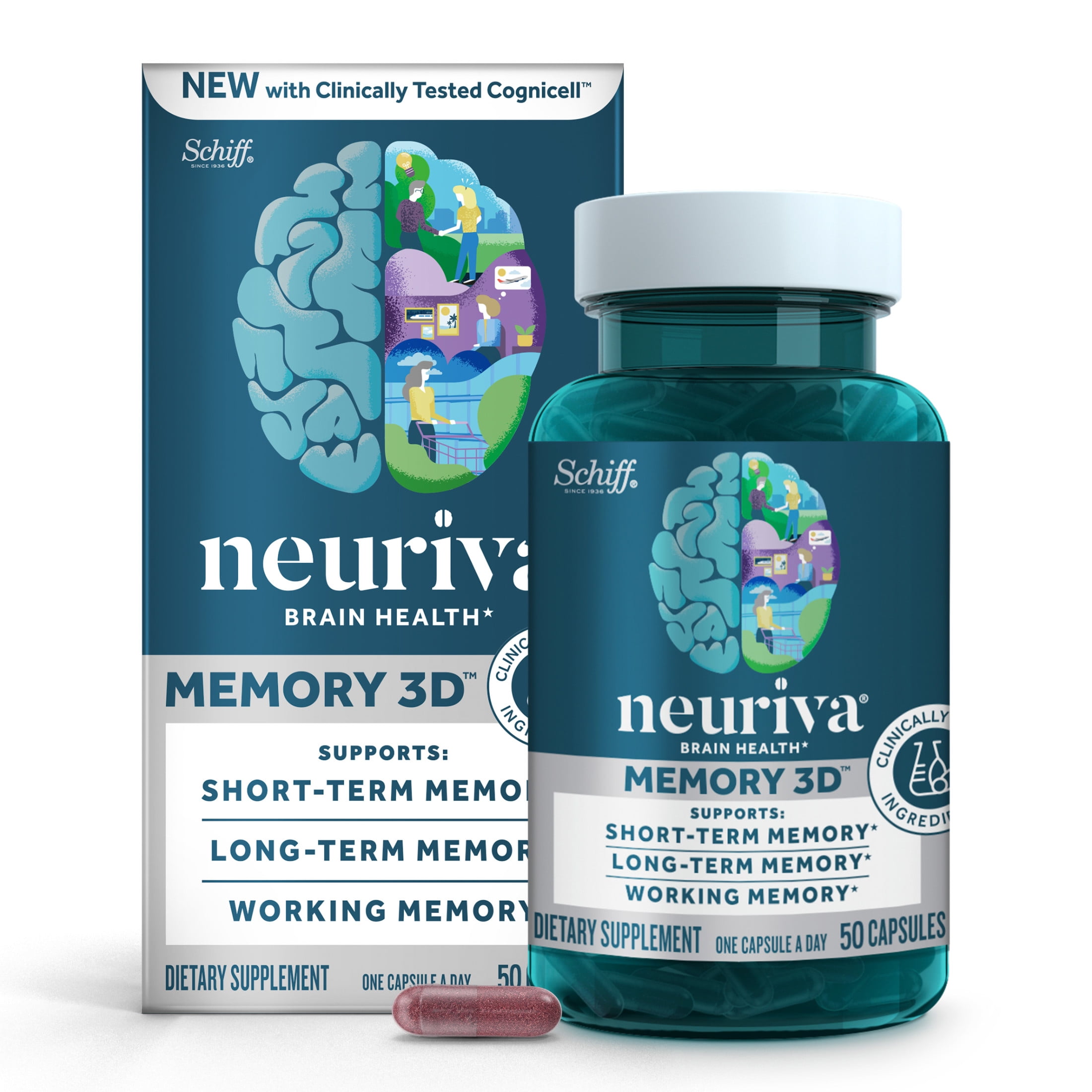 Neuriva Memory 3D Brain Supplement - Decaffeinated Nootropic Capsules ...