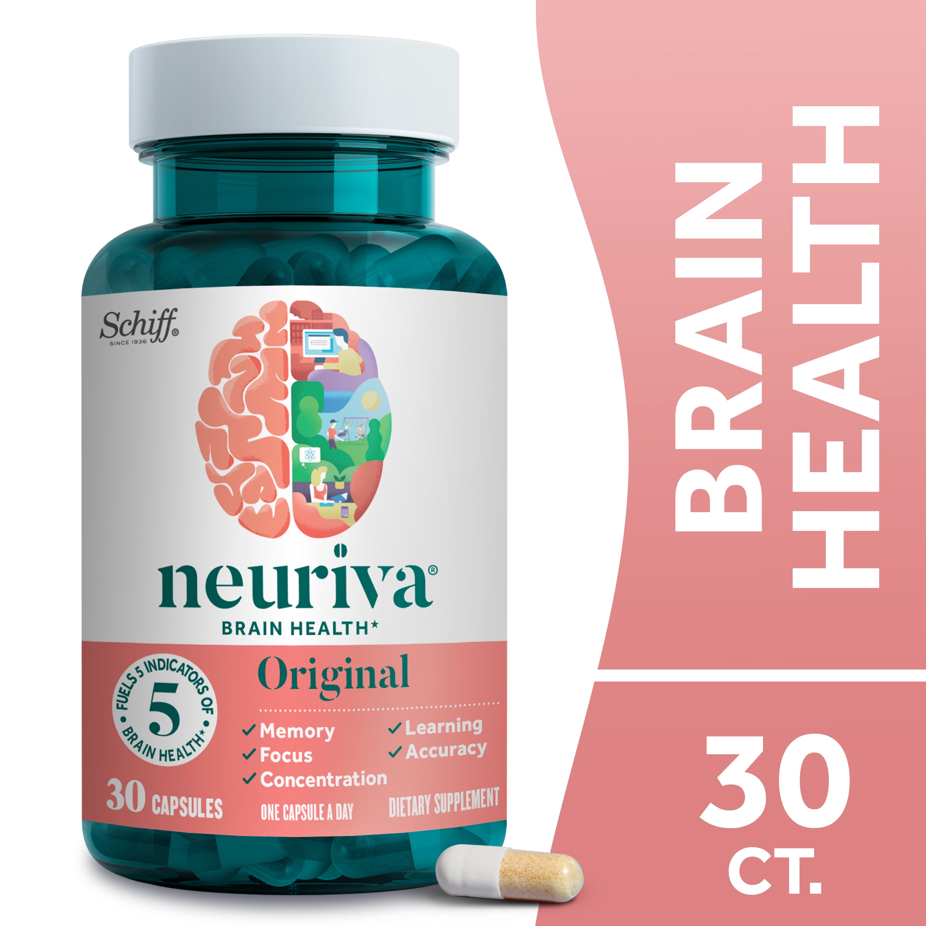 Neuriva Original Brain Health Supplement (30 count), Brain Support With ...