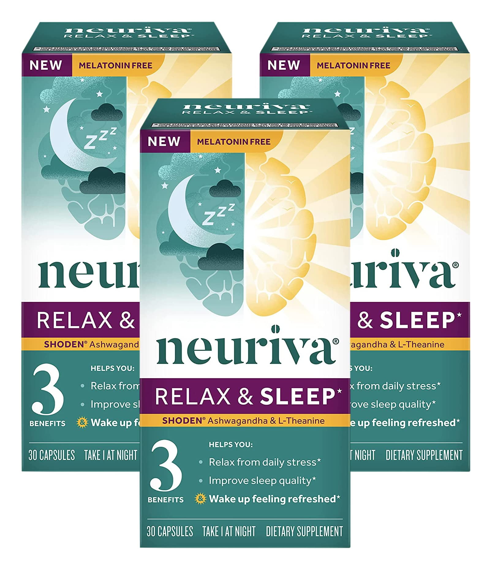 Neuriva Relax & Sleep Melatonin Free Sleep Support with L-Theanine and ...